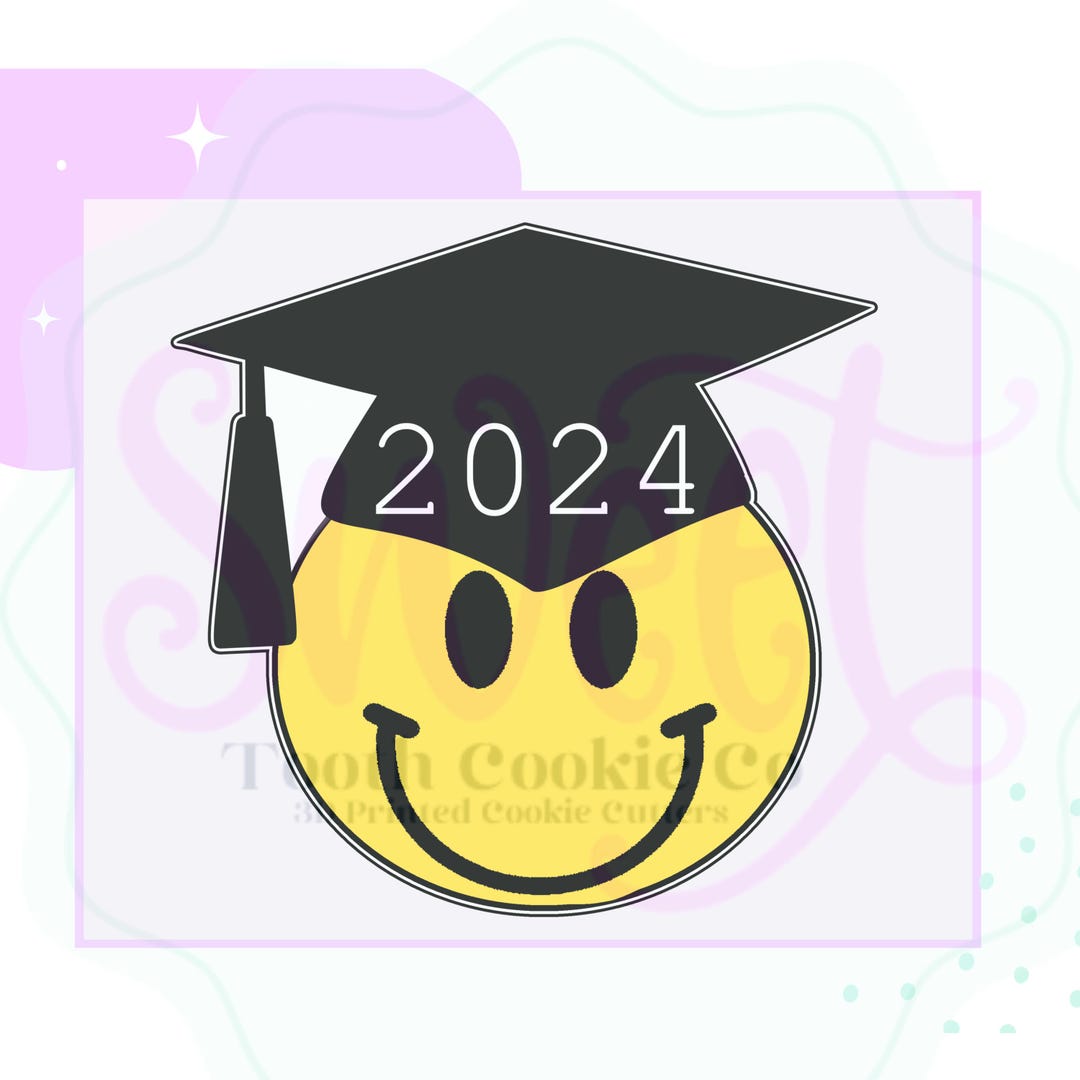 Smiley Face Graduation Cookie Cutter. Grad Cookie Cutter. Graduation ...