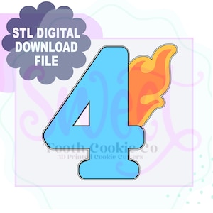 Number 4 Flame STL Cookie Cutter. Number 4 Cookie Cutter. Monster Truck ...