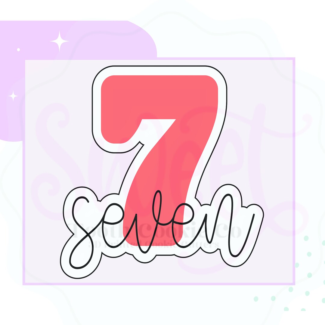 7 Cookie Cutter. Number Cookie Cutter. Number Seven Cookie Cutter. Hand ...