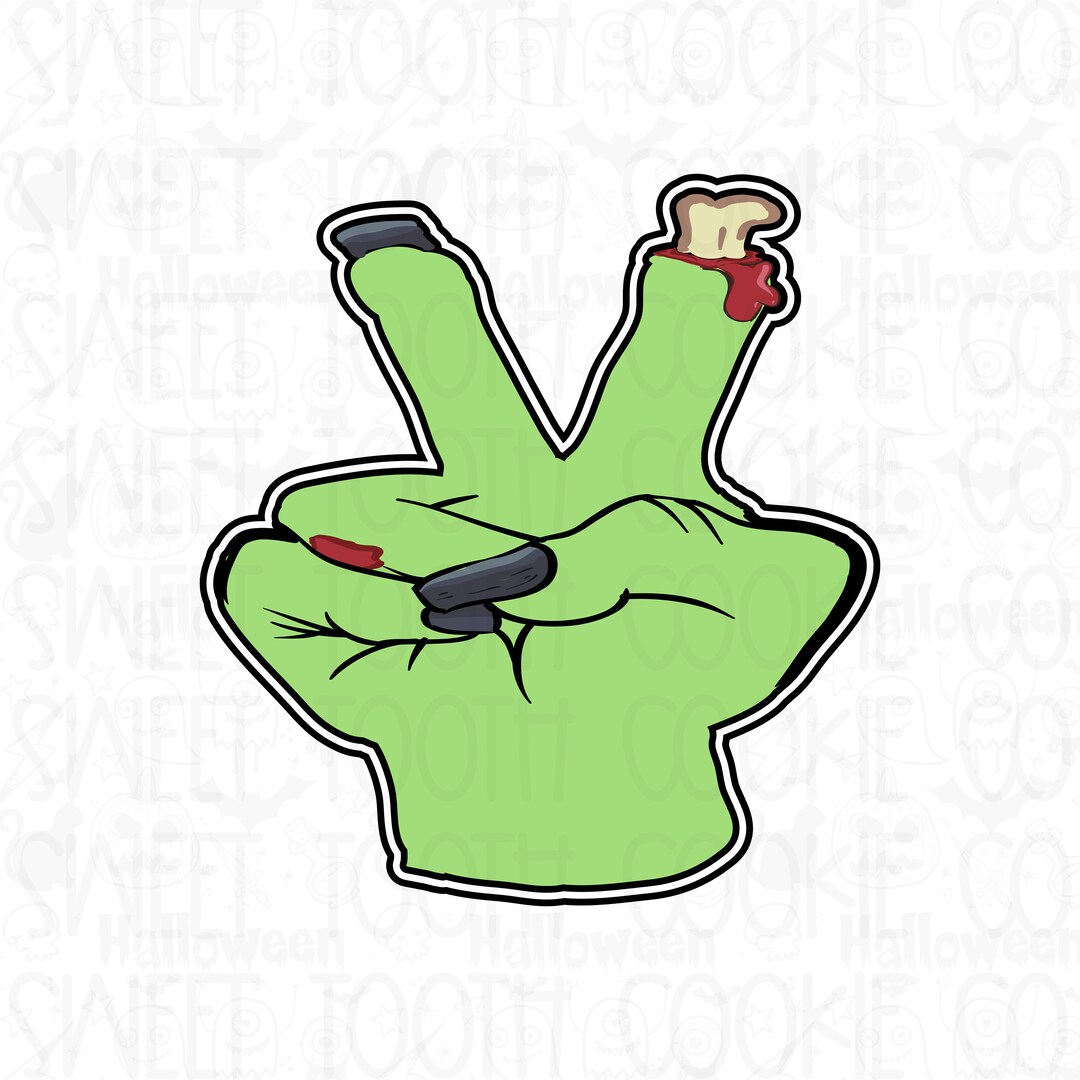 Zombie Hand Cookie Cutter. Zombie Peace Sign Cookie Cutter. Zombie ...