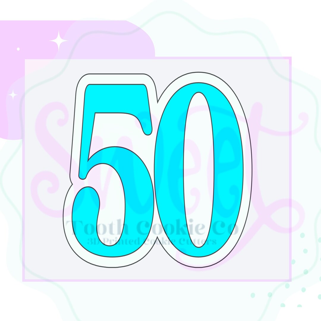 50th Birthday Cookie Cutter. Number 50 Cookie Cutter. 50 Cookie Cutter ...