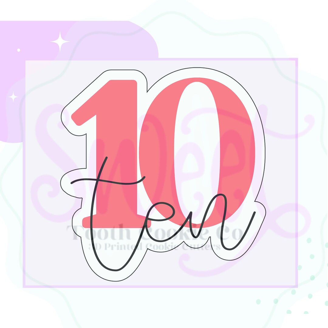 Number 10 Cookie Cutter. Number 10 Hand Lettered Cookie Cutter. 10 ...