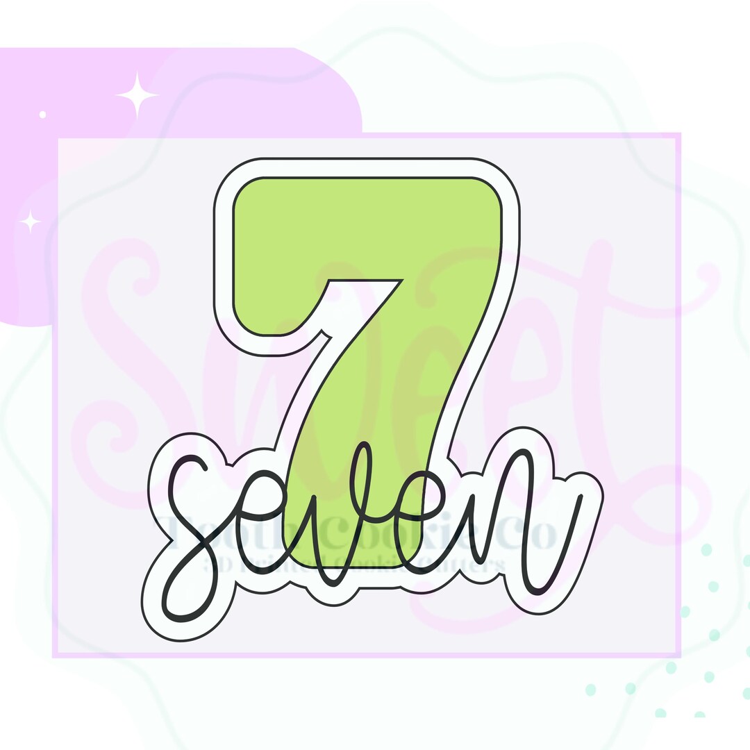 7 Cookie Cutter. Number Cookie Cutter. Number Seven Cookie Cutter. Hand ...