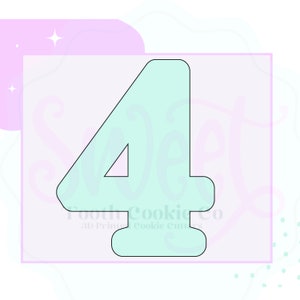 Number 4 Cookie Cutter. 4 3D Printed Cookie Cutter. Four Cookie Cutter ...