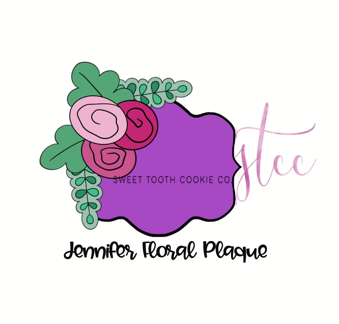 Floral Plaque Cookie Cutter. the Jennifer Floral Plaque Cookie - Etsy