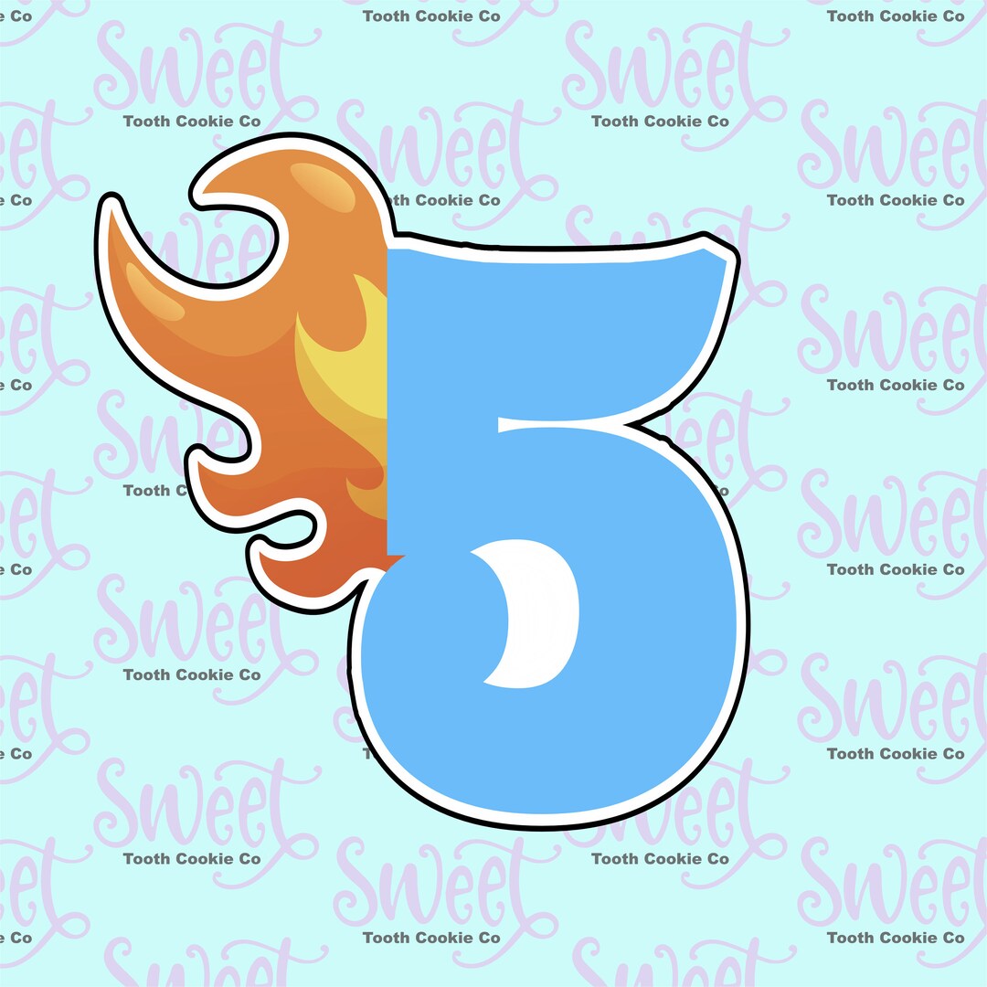 Number 5 Flame Cookie Cutter. Number 5 Cookie Cutter. Monster - Etsy