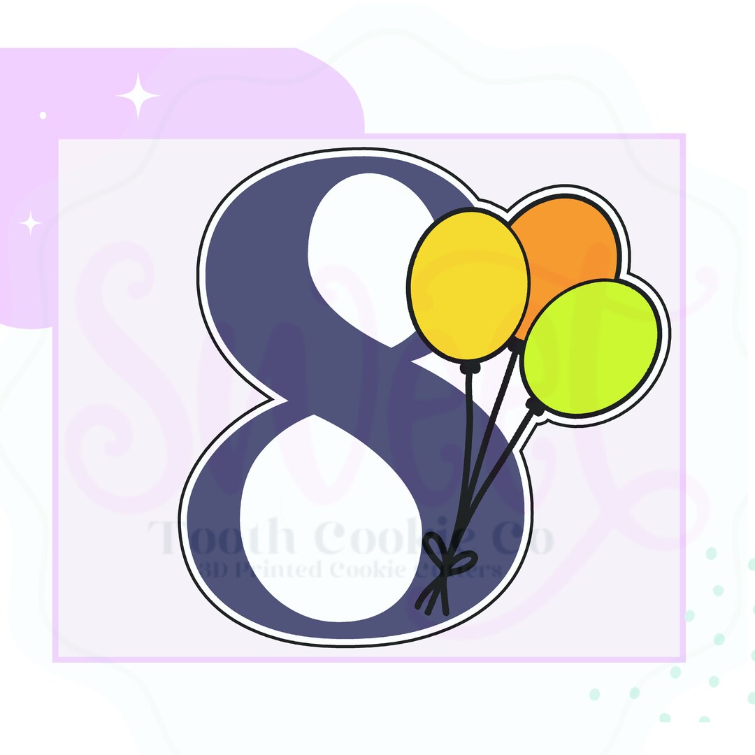 Number 8 With Balloons Cookie Cutter. Number 8 Cookie Cutter. Balloon ...