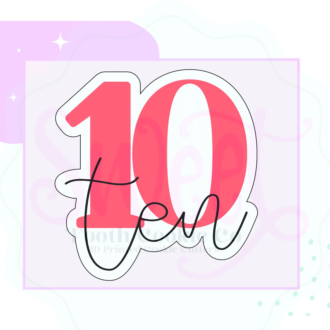 Number 10 Cookie Cutter. Number 10 Hand Lettered Cookie Cutter. 10 ...