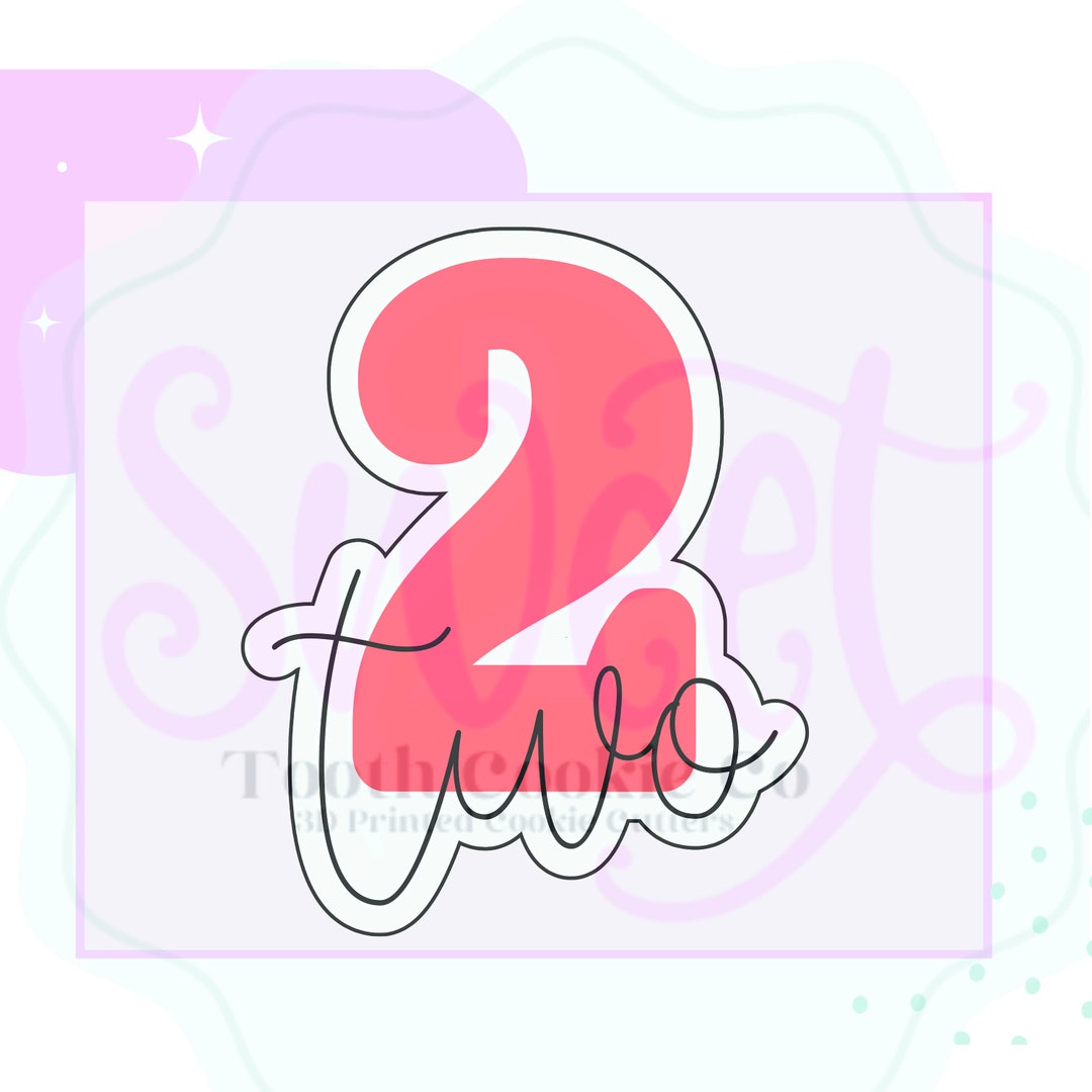 2 Cookie Cutter. Two Cookie Cutter. Number Cookie Cutter. Number 2 Cookie Cutter. Birthday ...