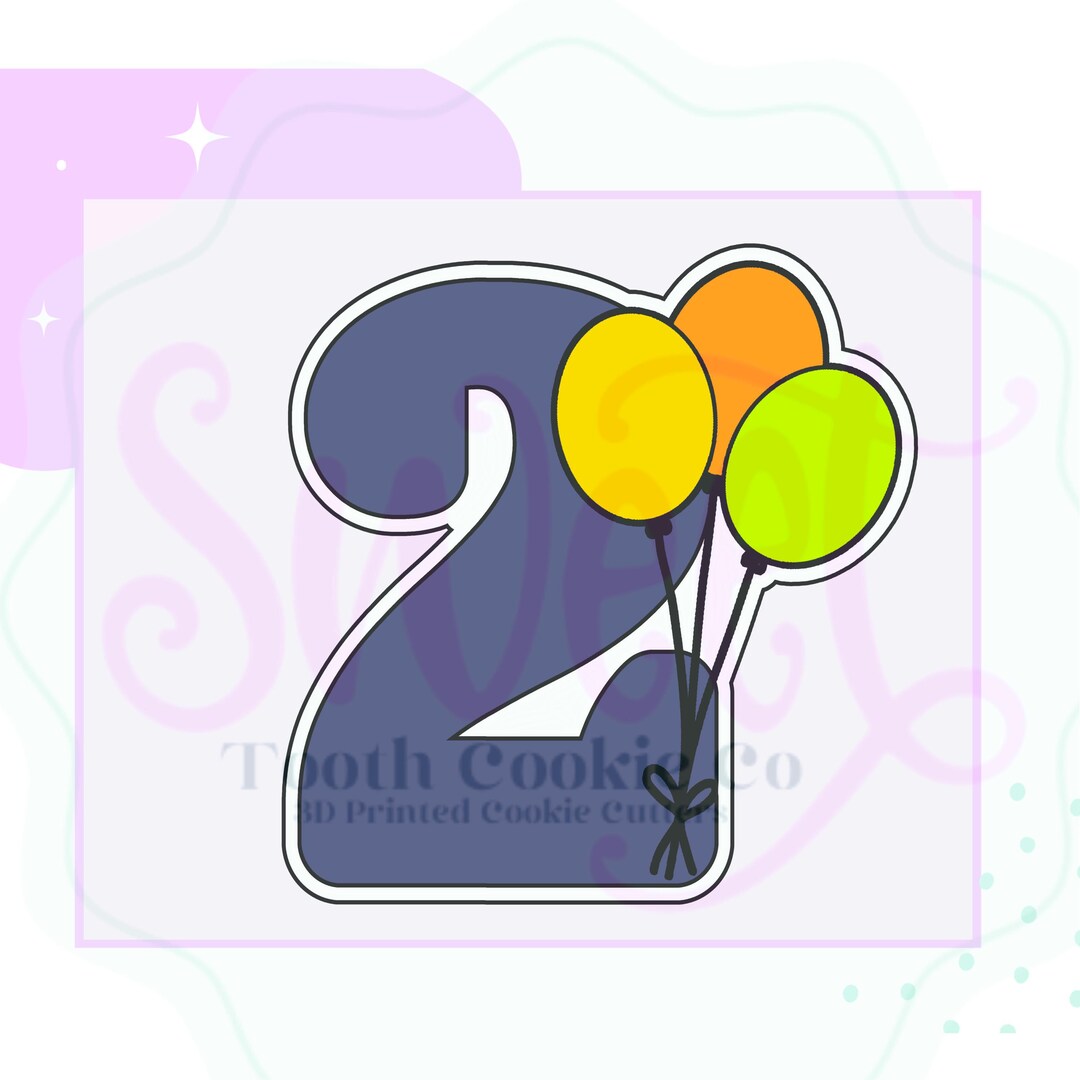 Number 2 With Balloon Cookie Cutter. Number 2 Cookie Cutter. Two Cookie ...