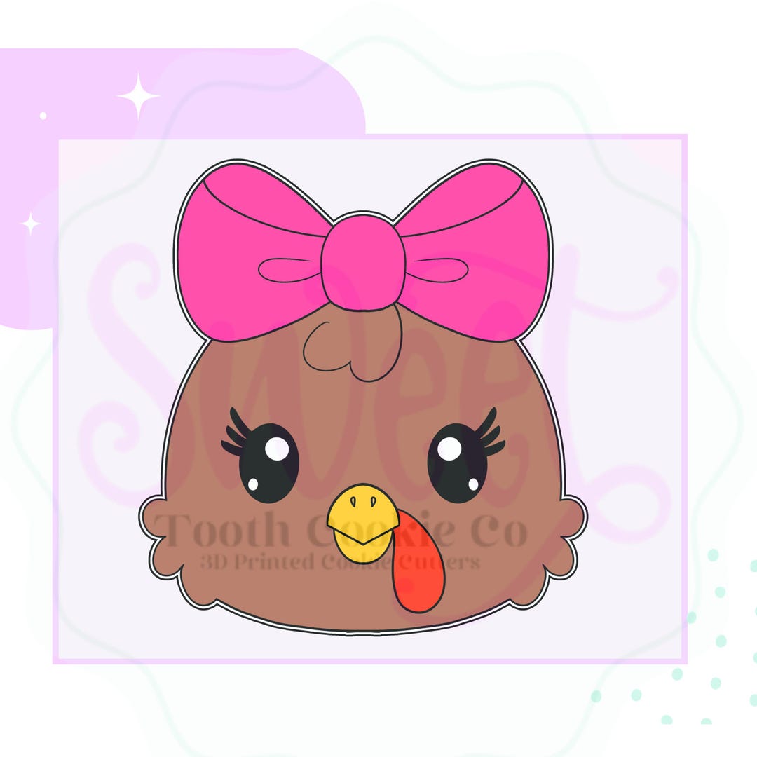 Girl Turkey Cookie Cutter. Turkey Face Cookie Cutter. Turkey Head ...