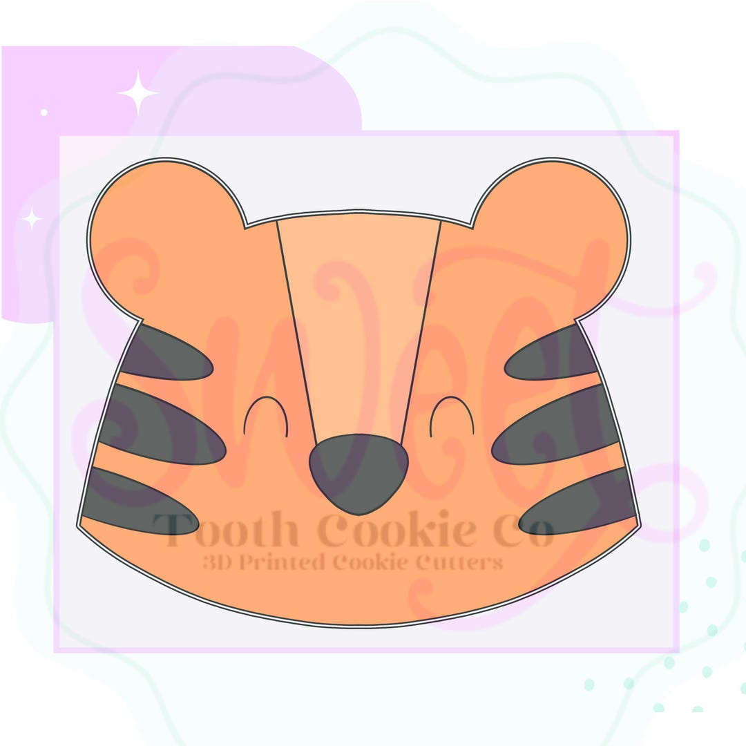 Tiger Cookie Cutter. Tiger Face Cookie Cutter. Jungle Animal Cookie ...