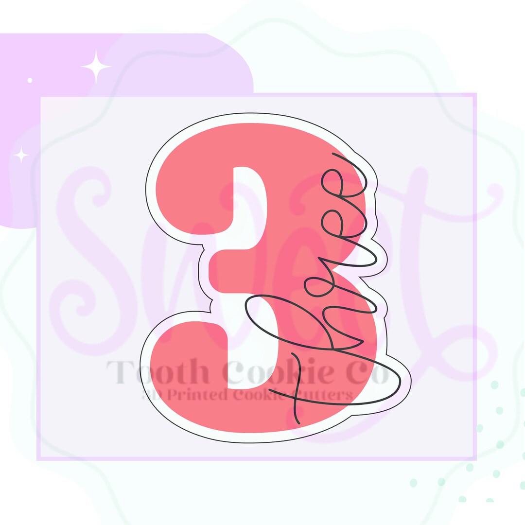 Number 3 Cookie Cutter. Three Cookie Cutter. Number Three Cookie Cutter ...