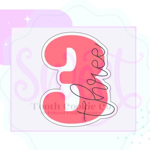 Number 3 Cookie Cutter. Three Cookie Cutter. Number Three Cookie Cutter ...