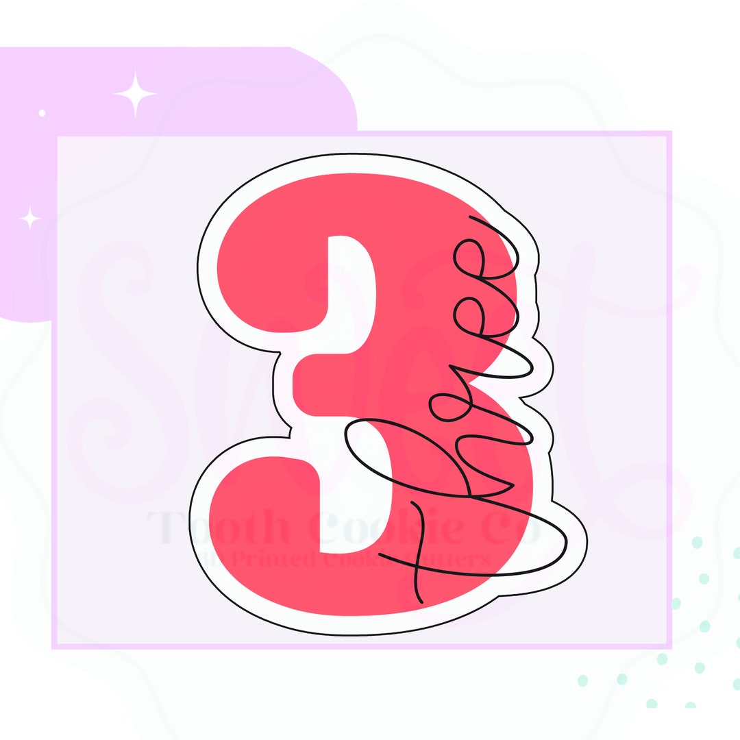 Number 3 Cookie Cutter. Three Cookie Cutter. Number Three Cookie Cutter ...