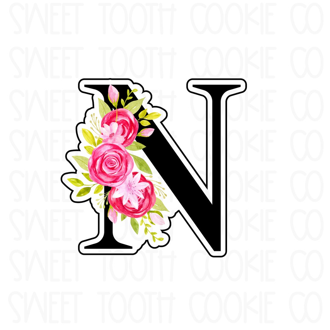 Floral N Cookie Cutter. Floral Letter Cookie Cutter. Fondant Cutter ...