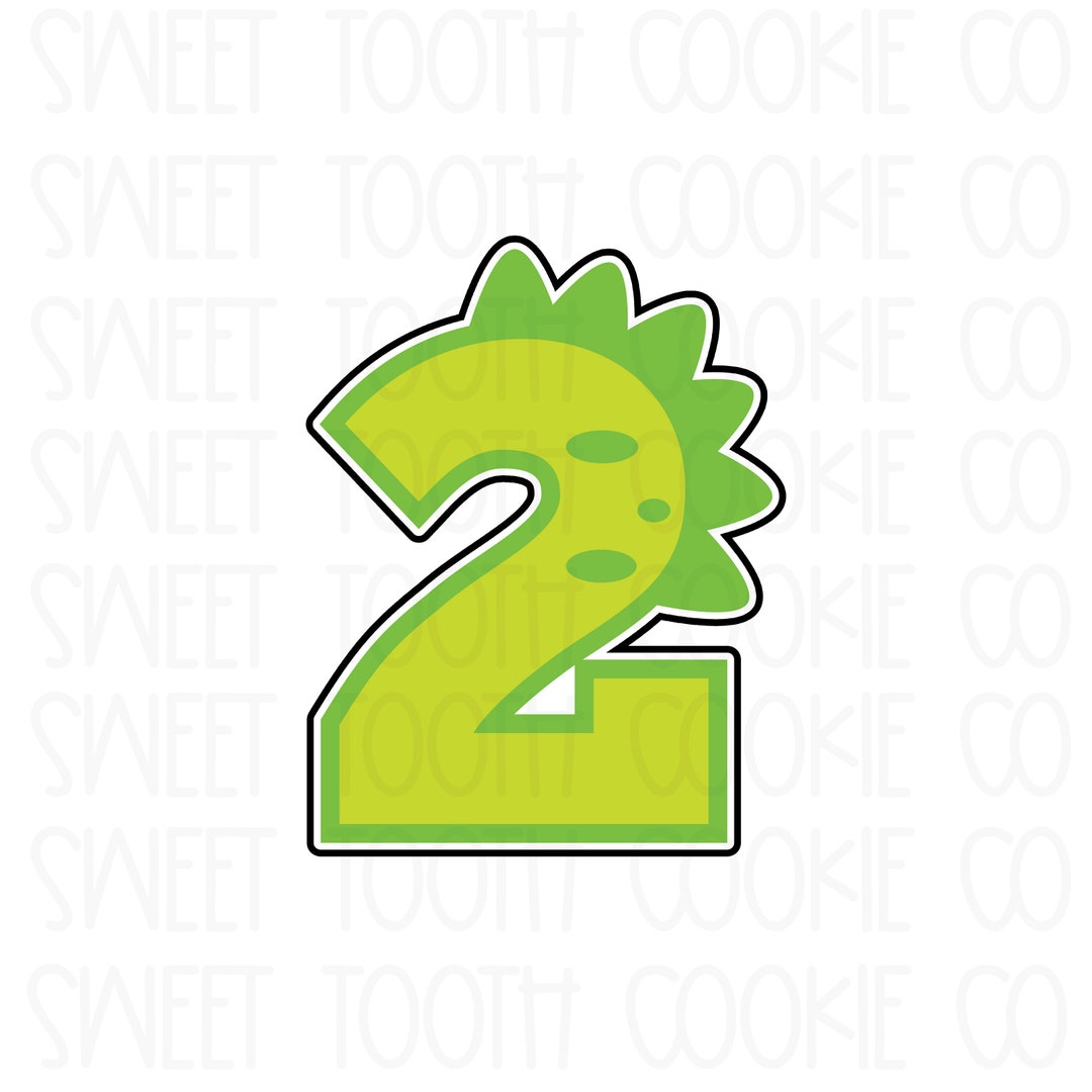 Dinosaur Number 2 Cookie Cutter. Birthday Number Cookie - Etsy