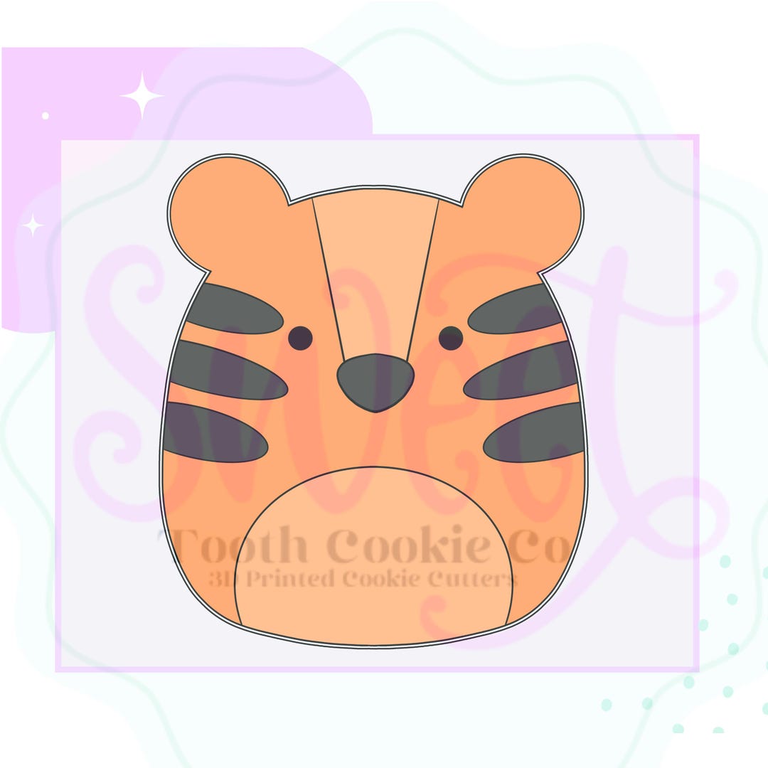 Tiger Squish Cookie Cutter. Tiger Pillow Cookie Cutter. Tiger Cookie ...