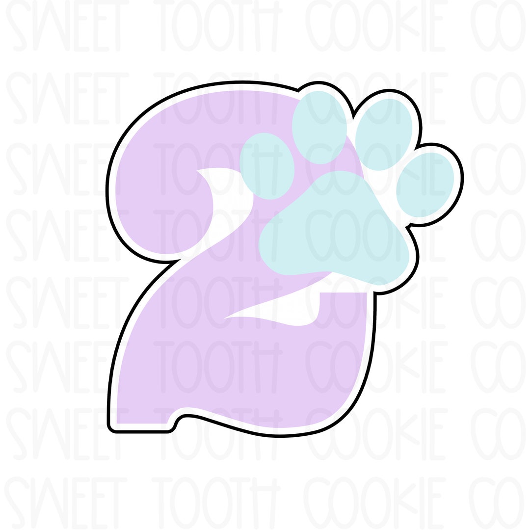 Number 2 Paw Print Cookie Cutter. Number 2 Cookie Cutter. Dog Paw Print ...