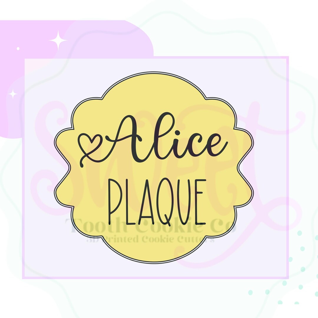 Alice Plaque Cookie Cutter. Plaque Cookie Cutter. Shape Cookie Cutter ...