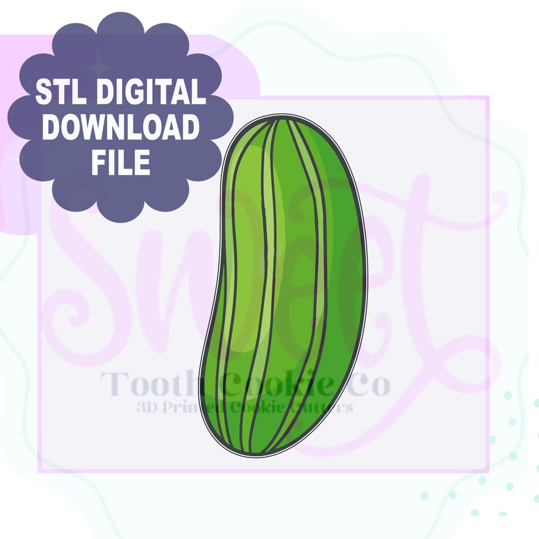 Pickle STL Cookie Cutter. Pickle Cookie Cutter. Cucumber Cookie Cutter ...