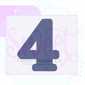 Number 4 Cookie Cutter. 4 3D Printed Cookie Cutter. Four Cookie Cutter ...