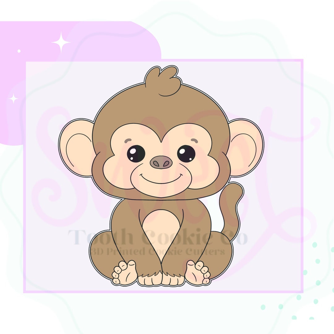 Monkey Cookie Cutter. Monkey Sitting Cookie Cutter. Jungle Animal ...