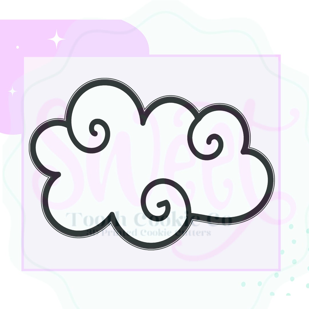 Retro Cloud Cookie Cutter. Cloud Cookie Cutter, Fluffy Cloud Cookie ...