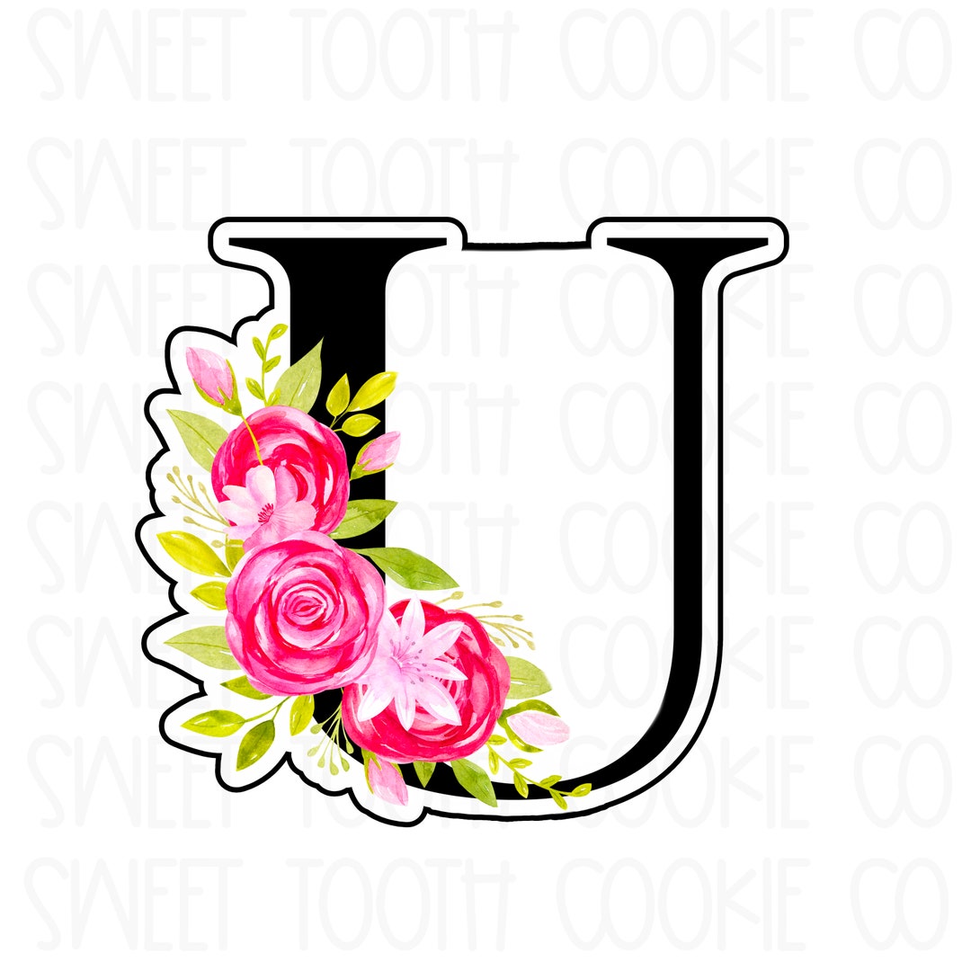 Floral U Cookie Cutter. Floral Letter Cookie Cutter. Fondant Cutter ...