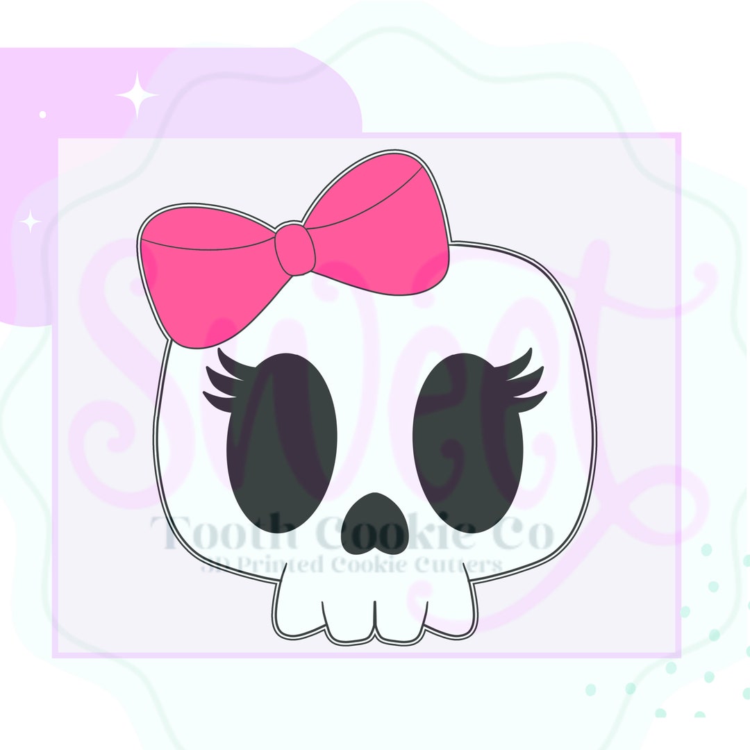 Girly Skull Cookie Cutter. Skull Cookie Cutter. Skeleton Head Cookie ...