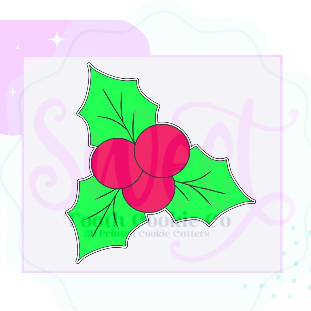 Holly Berry Cookies Cutter. Holly Berries Cookie Cutter. Christmas ...