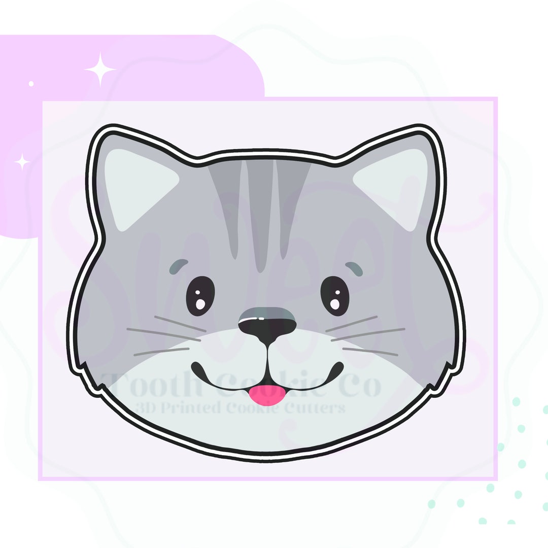 Cat Cookie Cutter. Cat Face Cookie Cutter. Cat Head Cookie Cutter ...