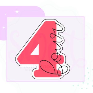 Number 4 Cookie Cutter. Four Cookie Cutter. Number Four Cookie Cutter ...