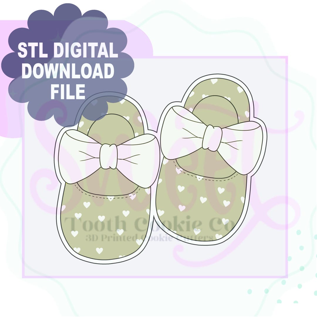Baby Shoe STL Cookie Cutter. Baby Girl Shoes Cookie Cutter. Shoes With ...