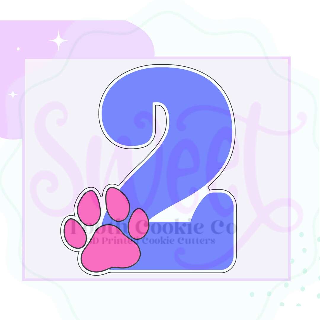 Number 2 Paw Print Cookie Cutter. Number 2 Cookie Cutter. Dog Paw Print ...