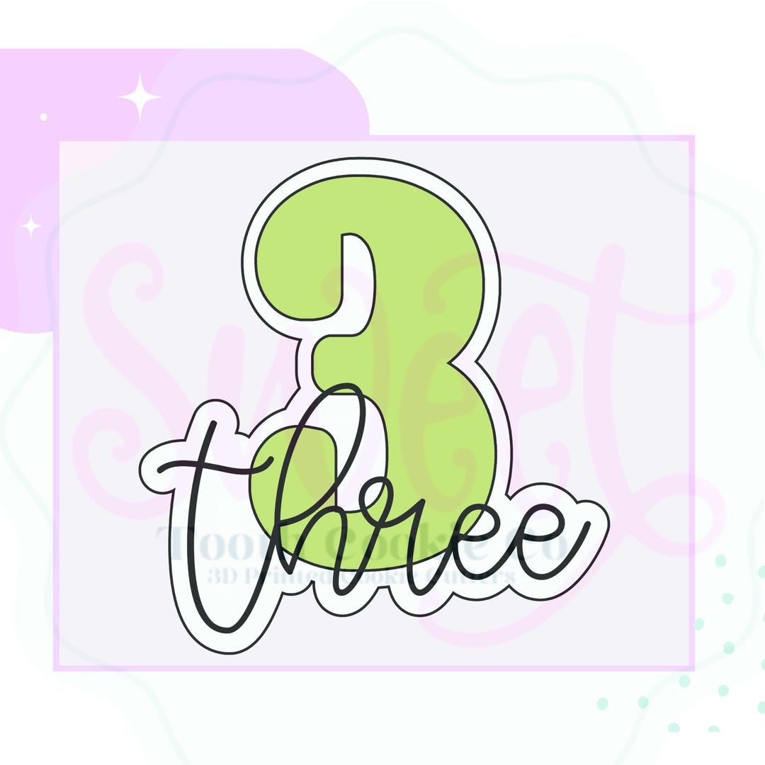 Number 3 Cookie Cutter. 3 Cookie Cutter. Three Cookie Cutter. Number ...
