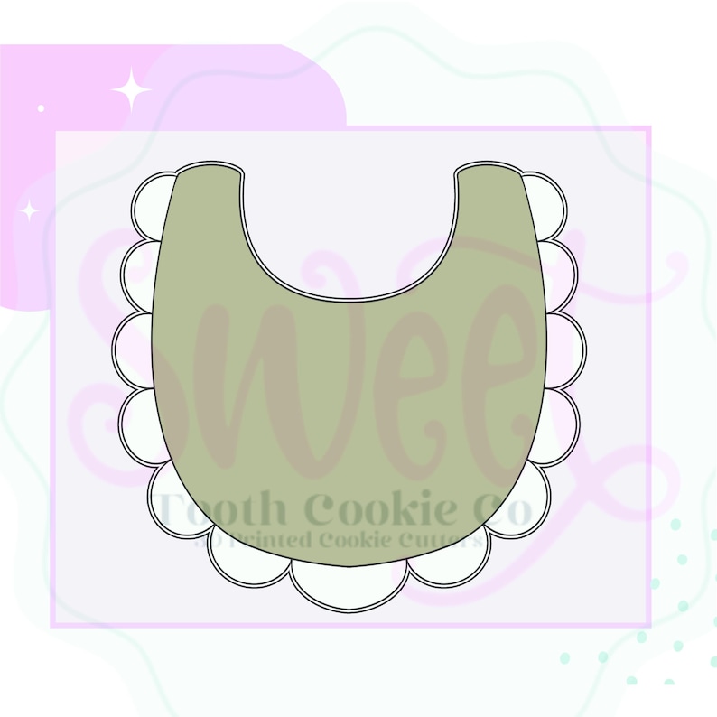 Ruffle Baby Bib Cookie Cutter. Baby Bib Cookie Cutter. Scalloped Bib ...