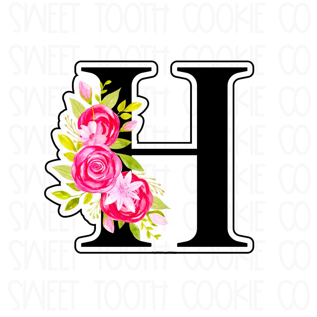 Floral H Cookie Cutter. Floral Letter Cookie Cutter. Fondant Cutter ...