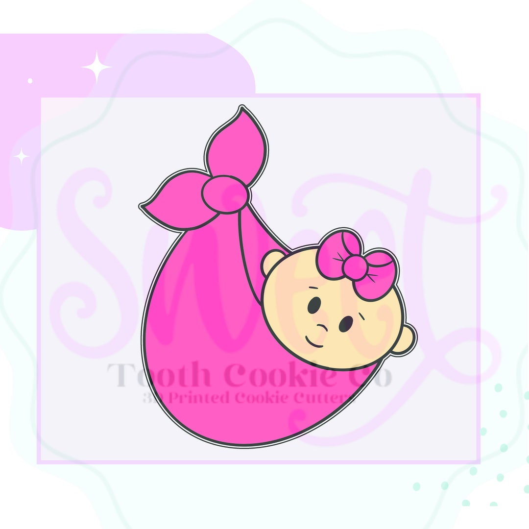 Swaddled Baby Cookie Cutter. Baby Shower Cookie Cutter. Baby Girl ...