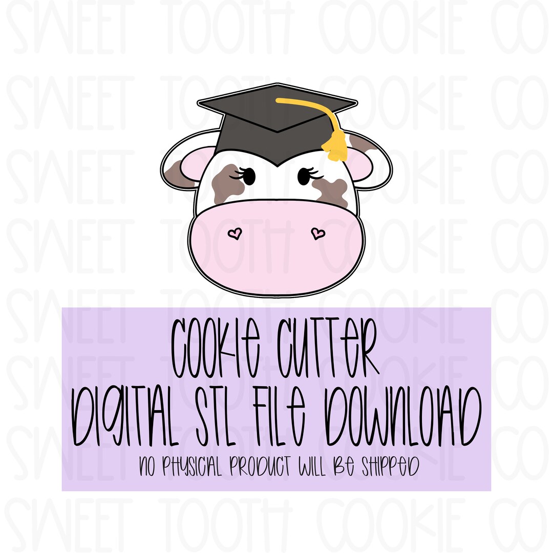 Graduation Cow Digital Download STL Files. Fondant Cutter. - Etsy