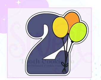 Number 2 With Balloons Cookie Cutter - Etsy