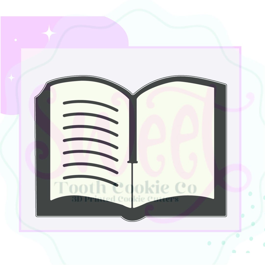 Open Book Cookie Cutter. Book Cookie Cutter. School Book Cookie Cutter. Back to School Cookie ...
