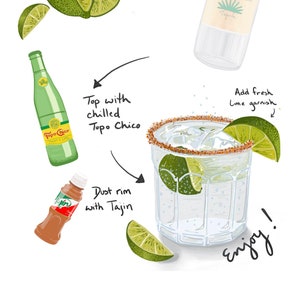 Ranch Water With Tajin Cocktail Recipe - Digital Illustration - Etsy