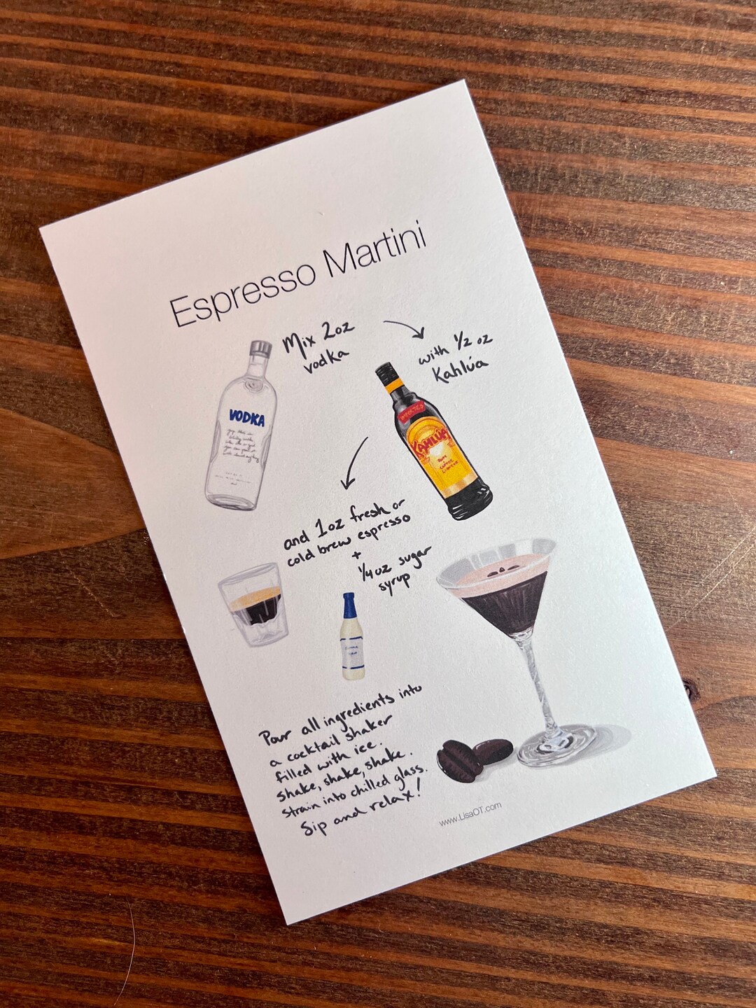 Espresso Martini Cocktail Card - Digital Illustration - Etsy