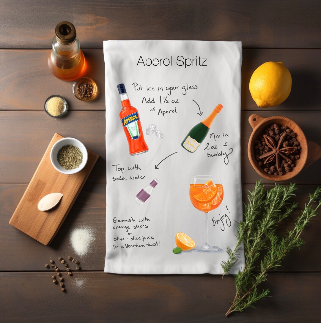 Aperol Spritz Bar Towel, Tea Towel, Cocktail Recipe Bundle - Etsy