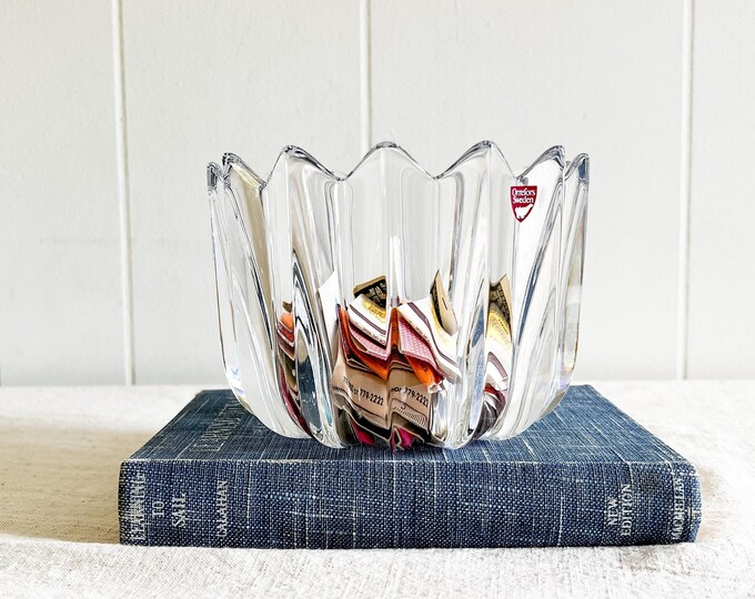 Large Vintage Orrefors Crystal Fleur Bowl - Etsy
