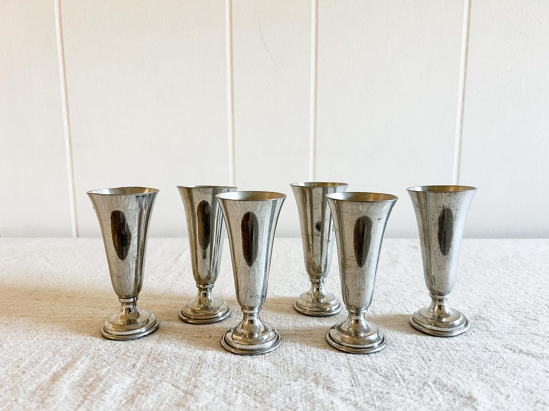 Vintage Pewter Mini Liquor Set of 6 - Etsy