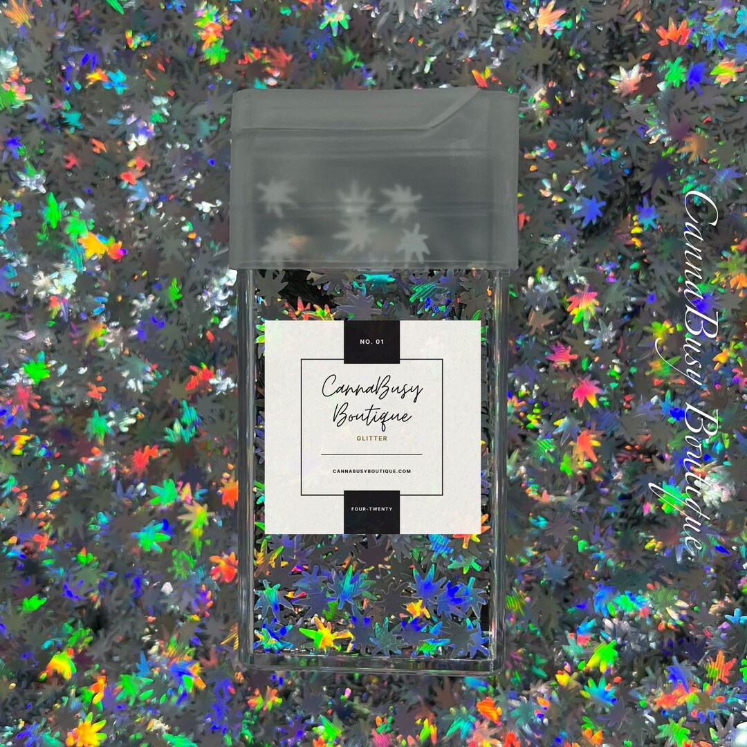 Silver Weed Glitter Container PLUS Refill-nail Glitter DIY Holographic ...