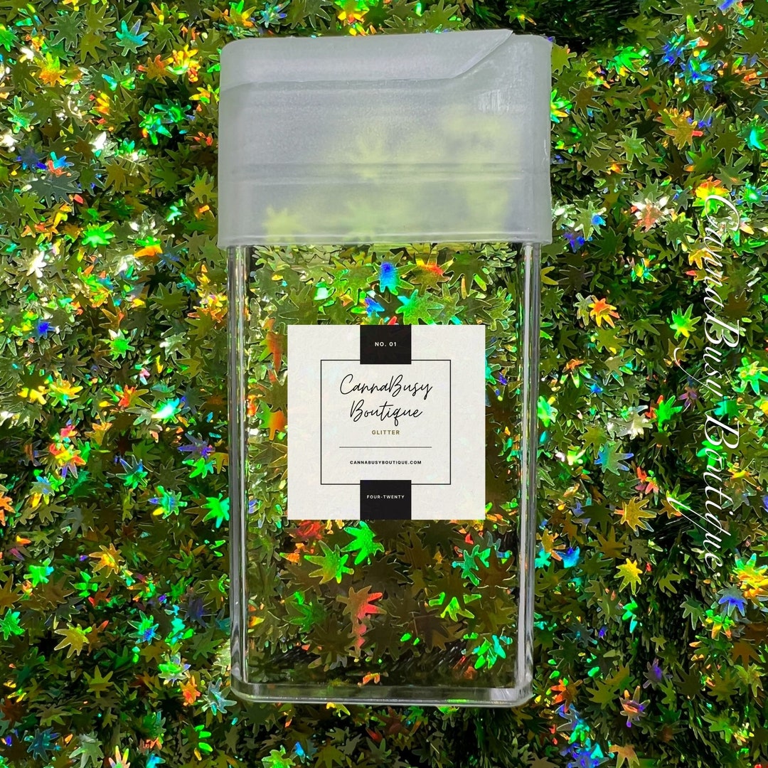 Light Green Weed Glitter Container PLUS Refill-nail Glitter - Etsy