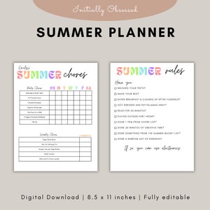 Printable Editable Summer Planner Bundle | Summer Calendar | Summer ...